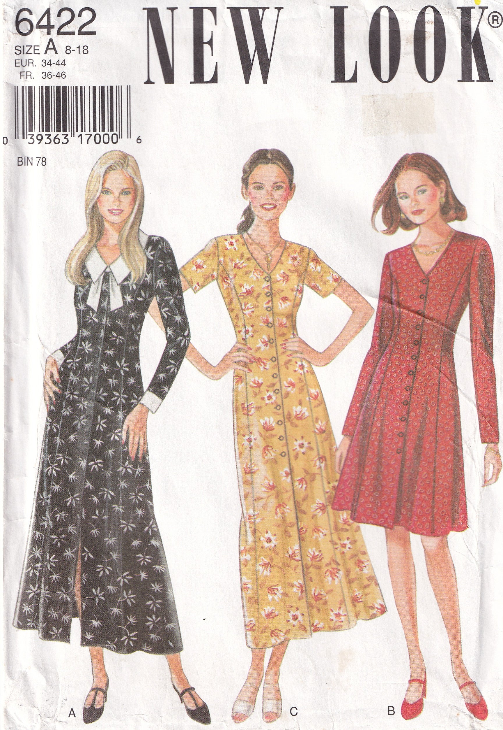 New Look 6422 Womens Classic Princess Dress with Waist Ties 1990s Vint ...