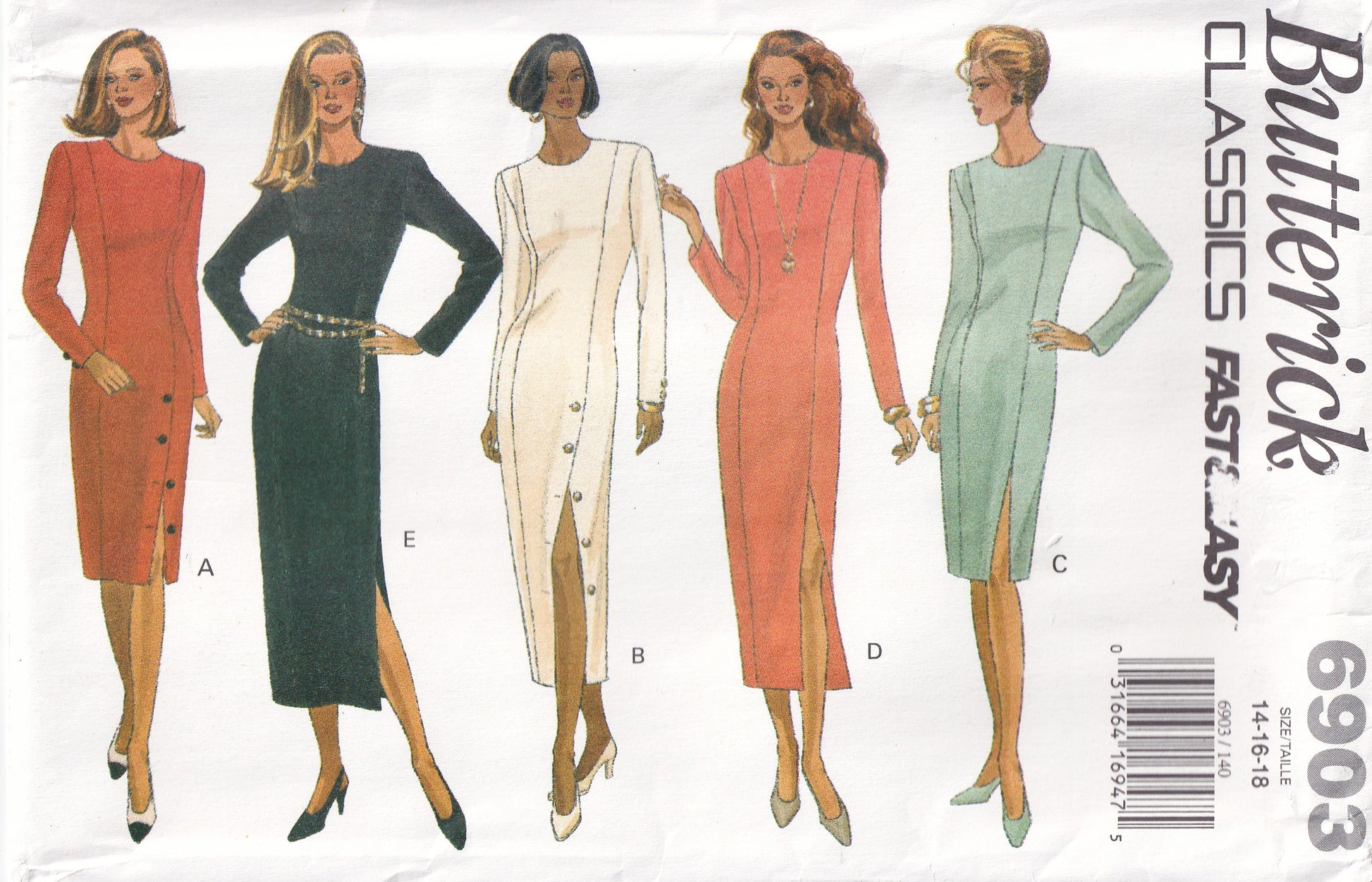 Butterick 6903 Womens Asymmetric Princess Dress 1990s Vintage Sewing P ...