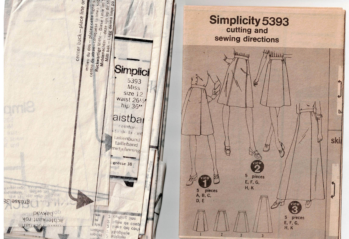 Simplicity 5393 Womens A Line Pleated Skirt or Maxi 1970s Vintage Sewi ...