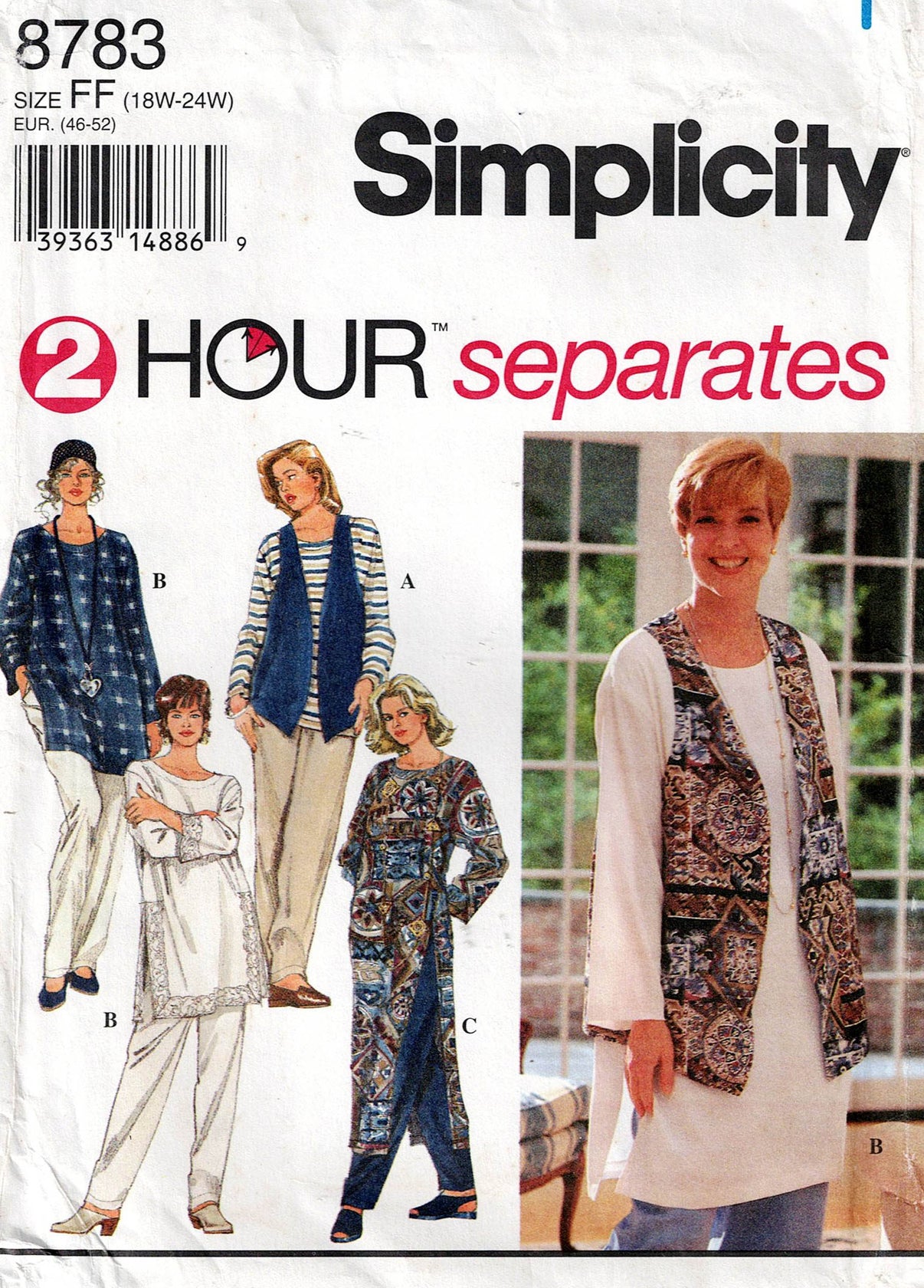 Simplicity 8783 Womens EASY 2 Hour Tunic Vest & Pants 1990s Vintage Se ...