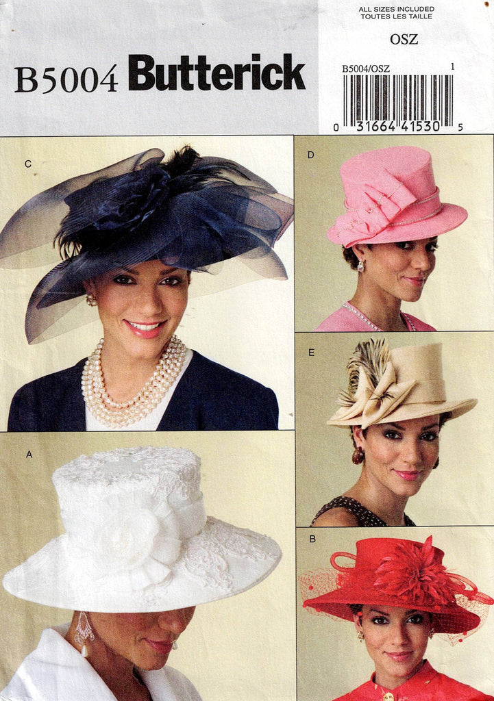 Butterick B5004 Womens Wide Brim Hats Out Of Print Sewing Pattern UNCU