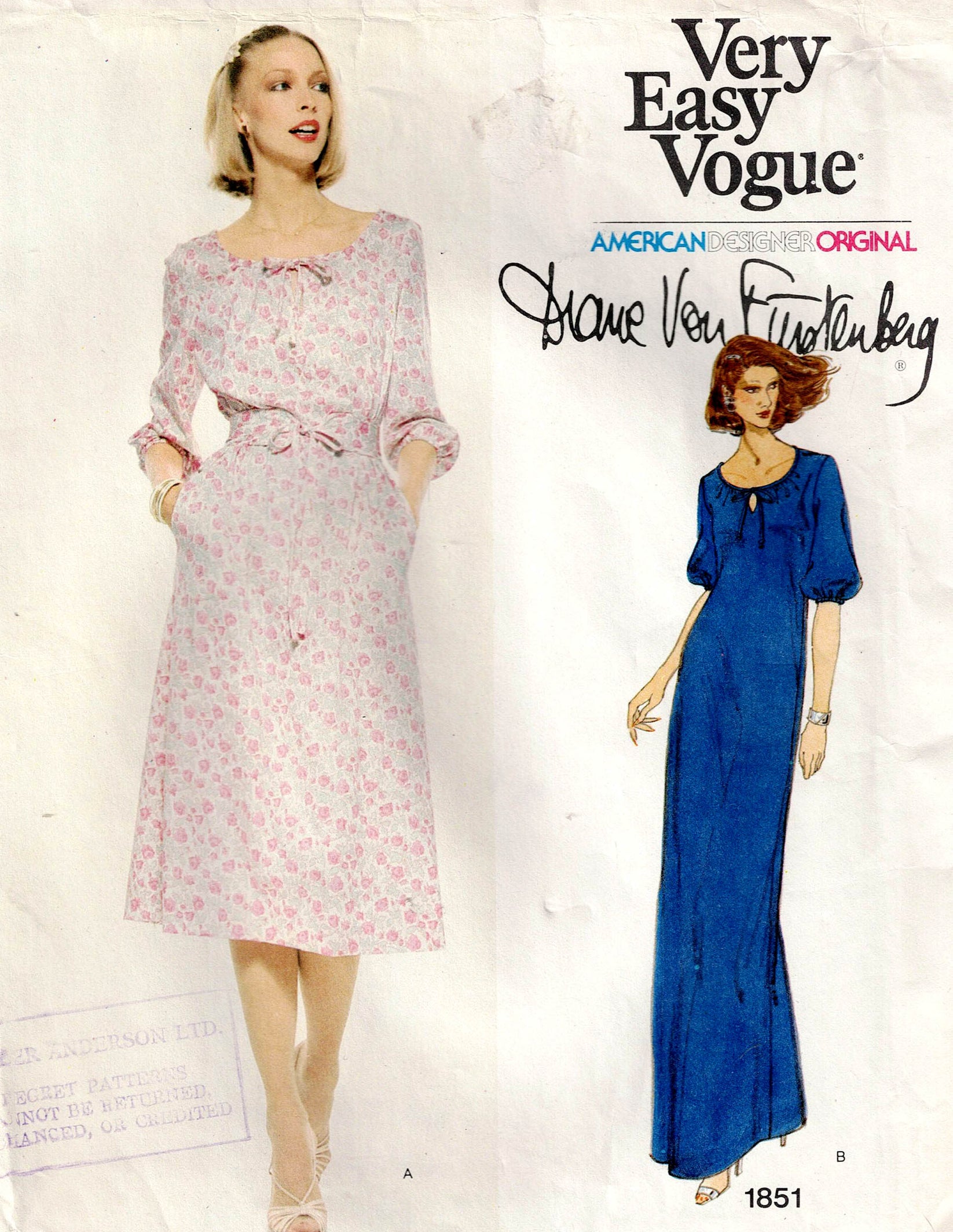 Vogue American Designer 1851 DIANE VON FURSTENBERG Womens Stretch Pull ...
