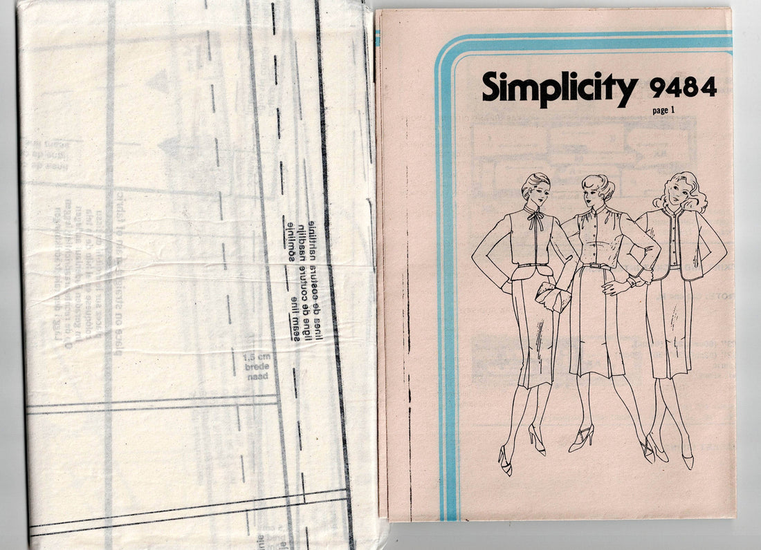 Simplicity 9484 Womens Lined Jacket Blouse & Skirt 1980s Vintage Sewin ...