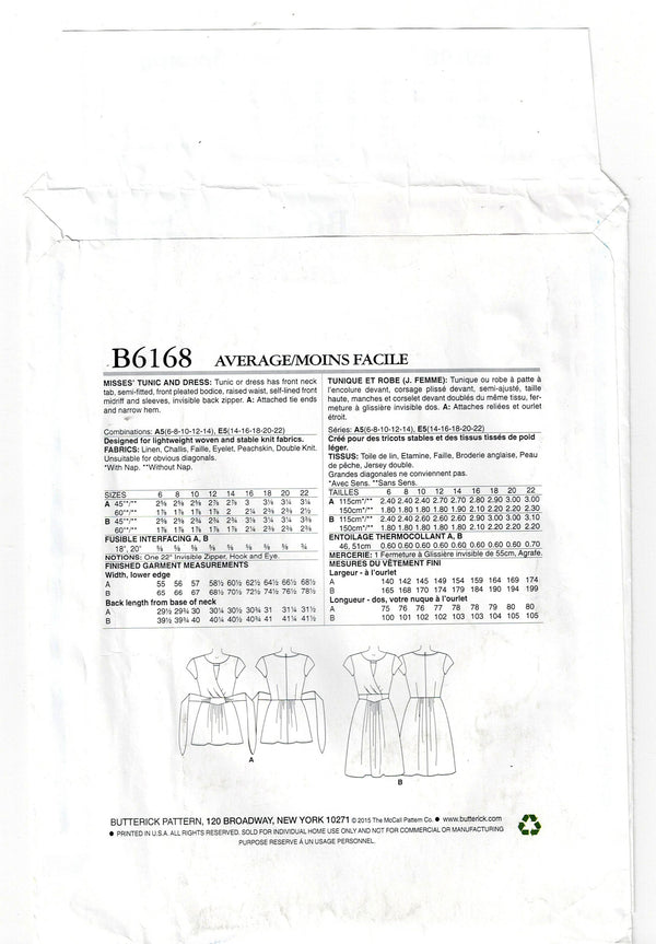 Butterick 6168 LISETTE Womens High Waisted Midriff Top & Dress Out Of ...