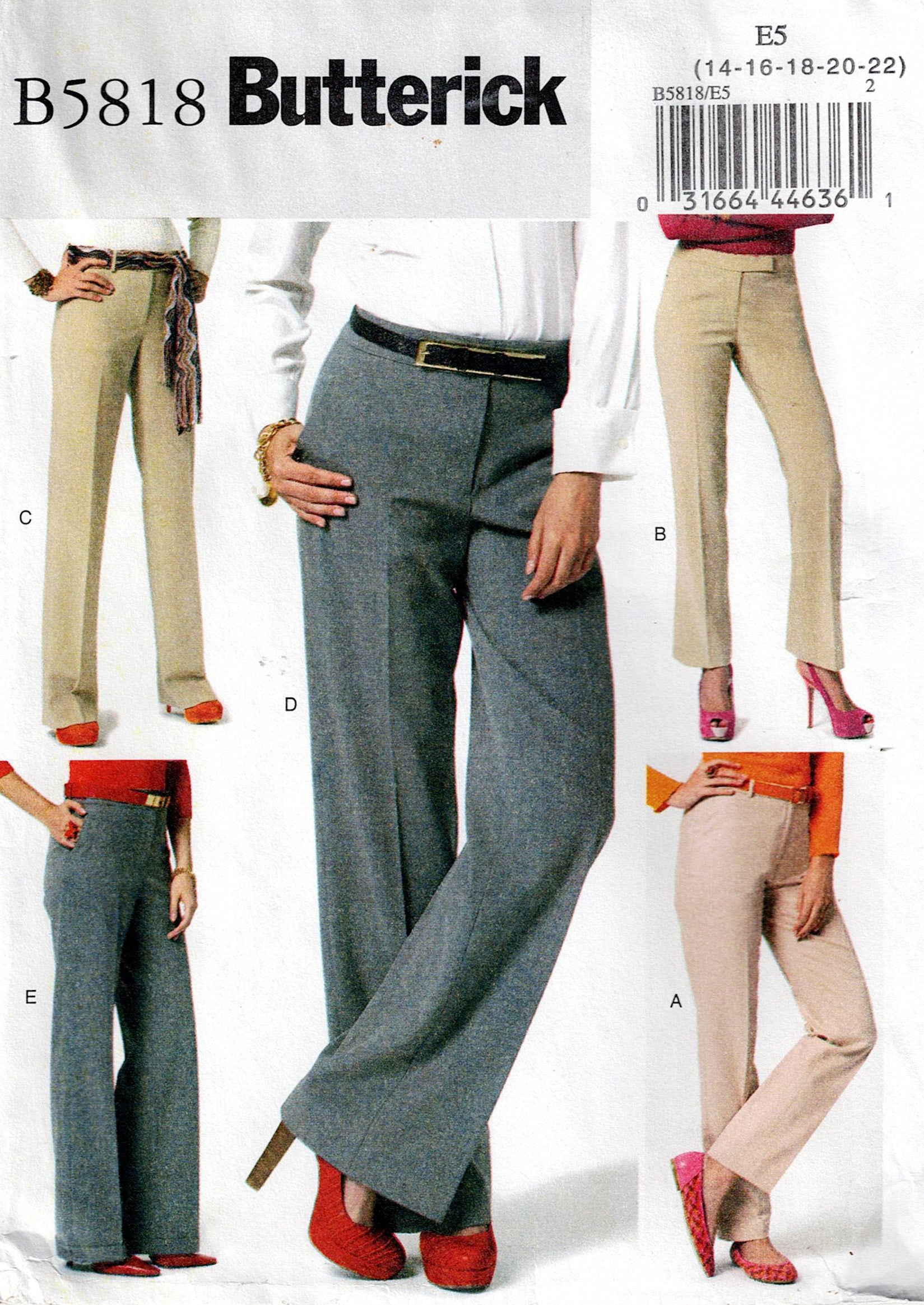 Butterick 5818 Womens Pants Casual or Office Wear Out Of Print Sewing ...