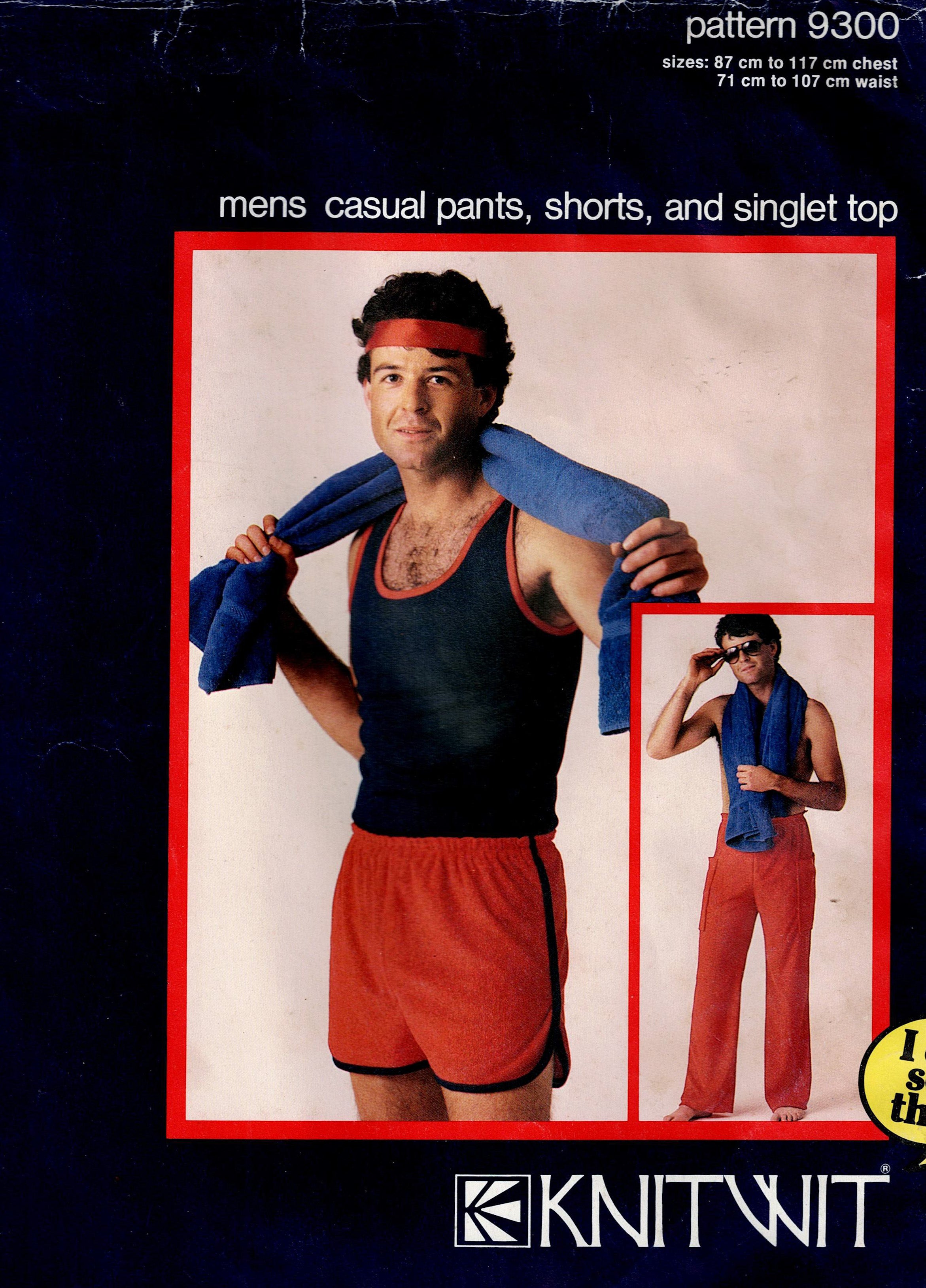 Knitwit 9300 Mens RETRO Stretch Knit Pants Shorts & Singlet Top 1980s ...