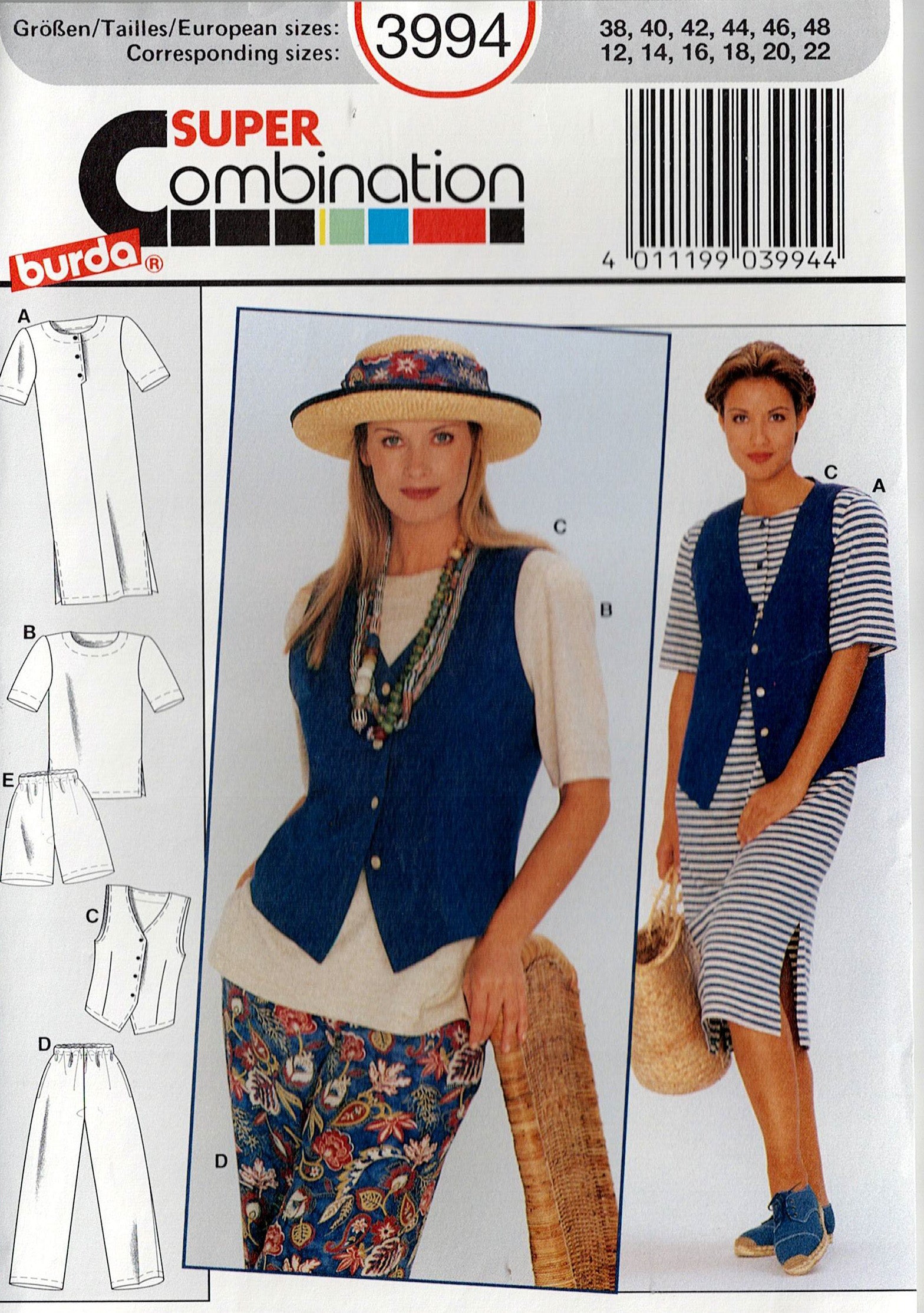 Burda 3994 Womens Easy Separates Wardrobe 1980s Vintage Sewing Pattern ...