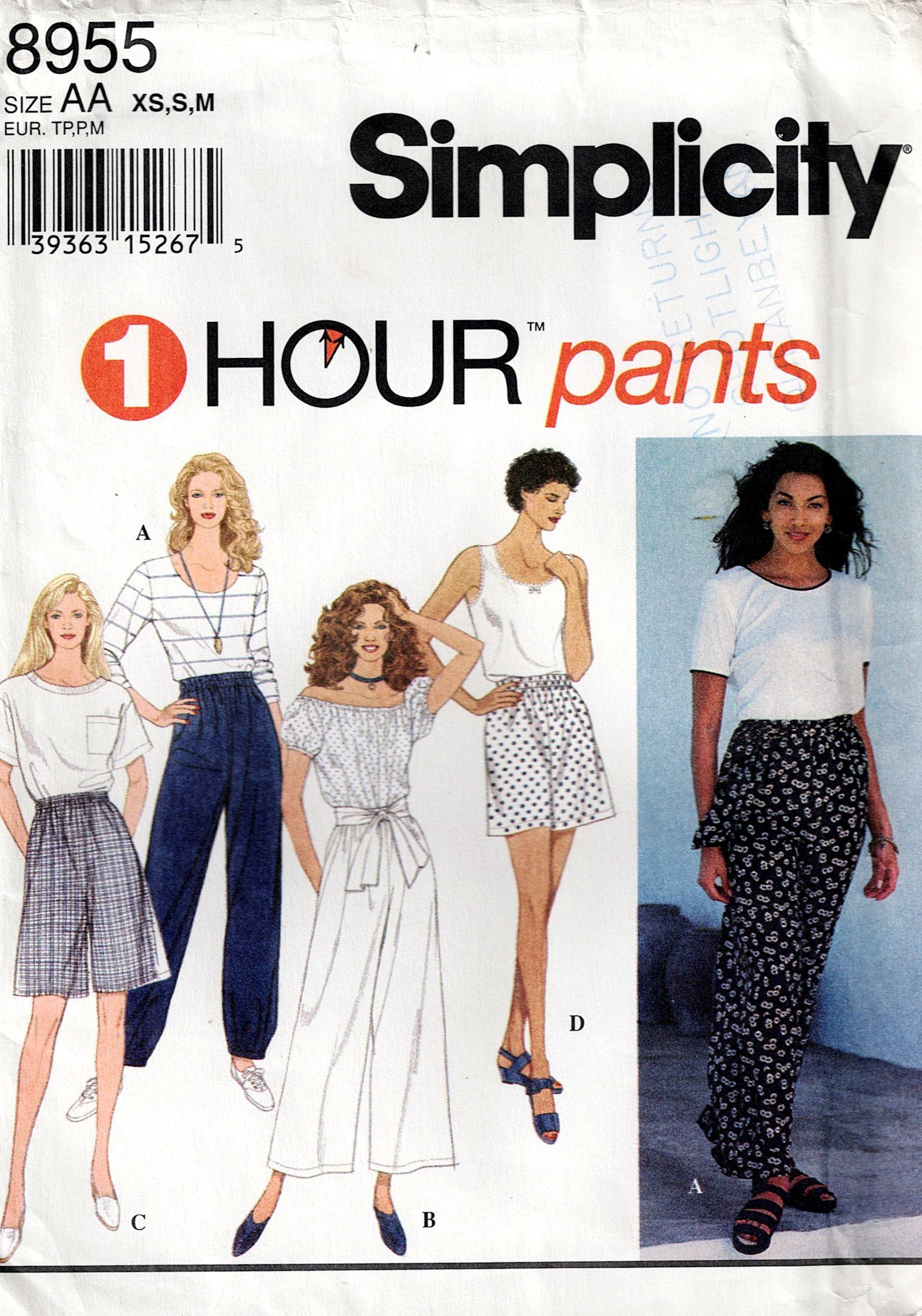 Simplicity 8955 EASY Womens 1 Hour Pants & Shorts 1990s Vintage Sewing ...
