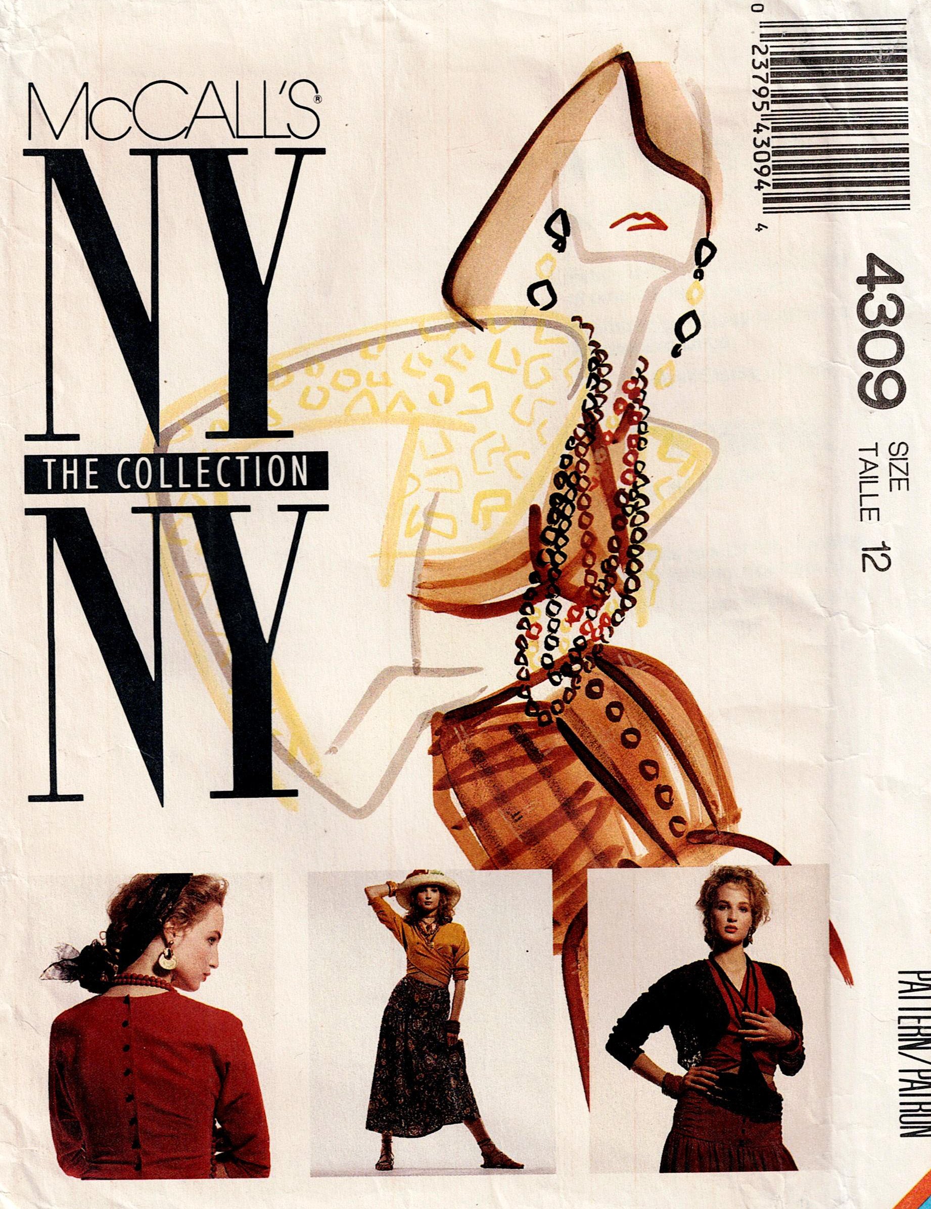 McCall's 4309 NY The Collection Womens Evening Wrap Bodice Blouse Bole ...