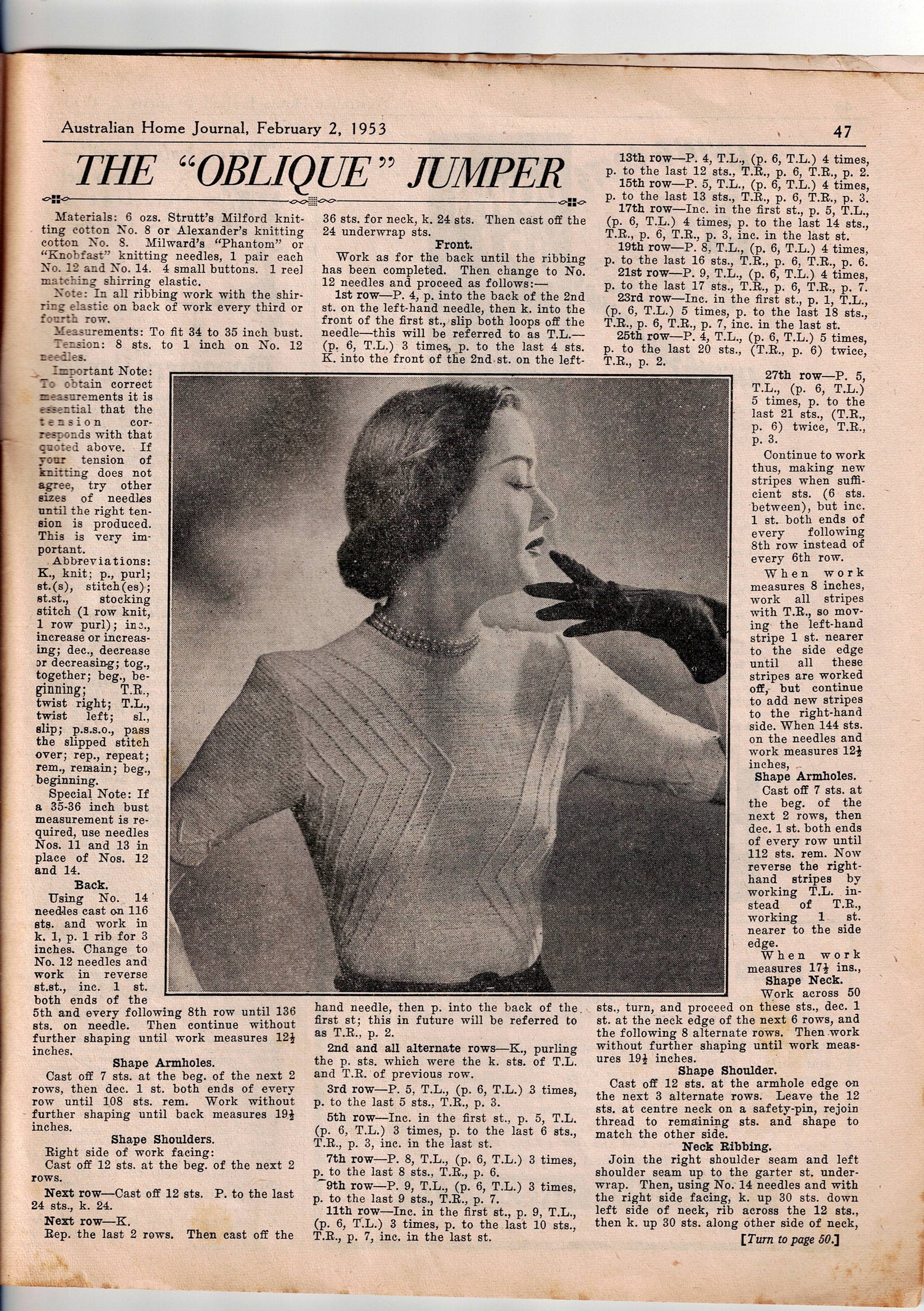 Australian Home Journal Magazine February 1953 with Womens Full Skirt ...