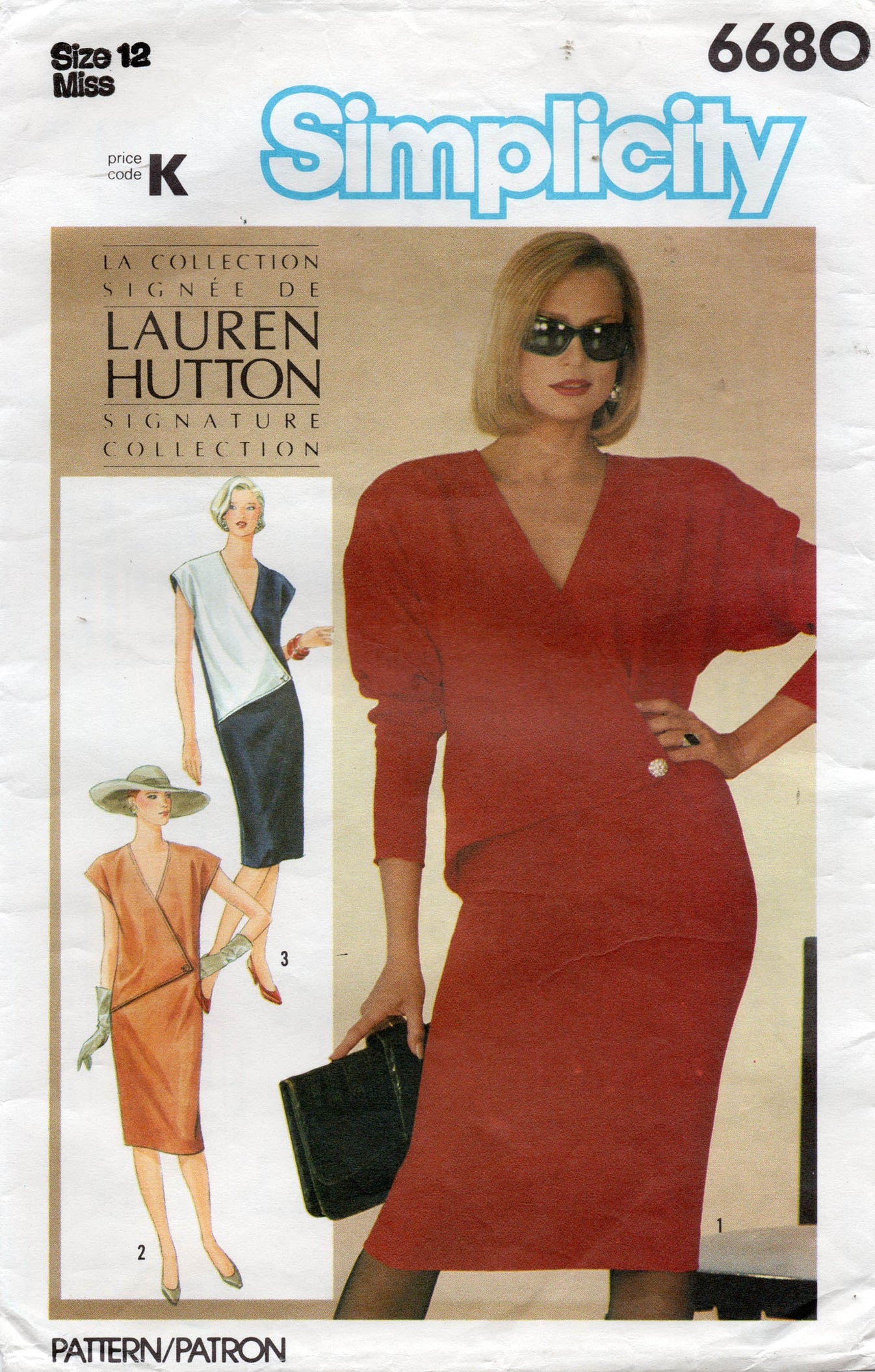 Simplicity 6680 Womens LAUREN HUTTON Side Draped Color Block Dress 198 ...