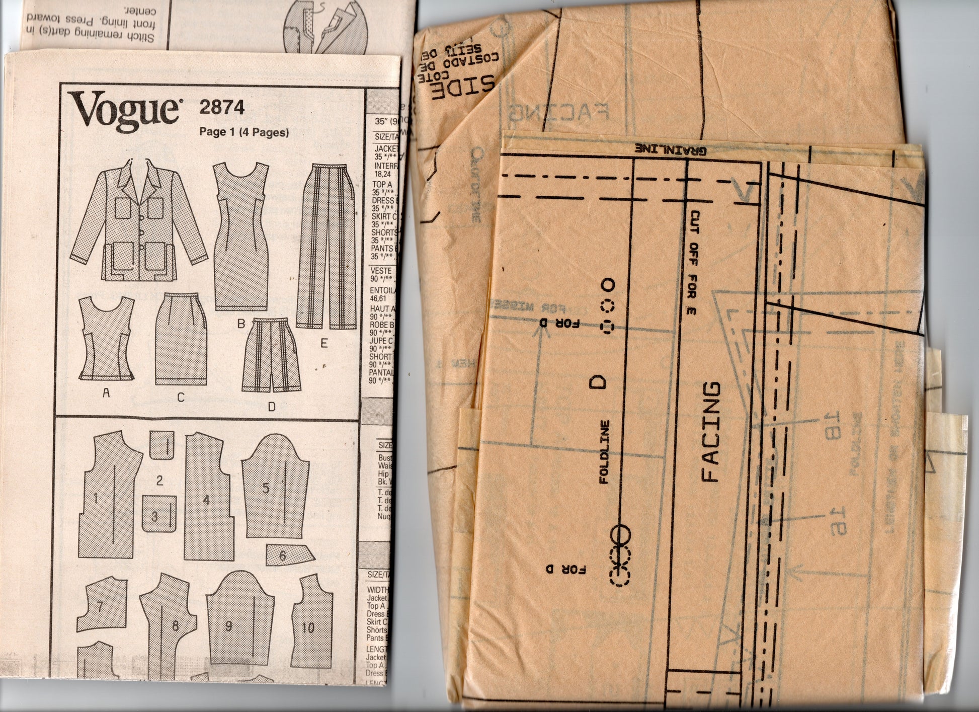 Vogue Attitudes 2874 TODD OLDHAM Womens Jacket Dress Top & High Waisted ...