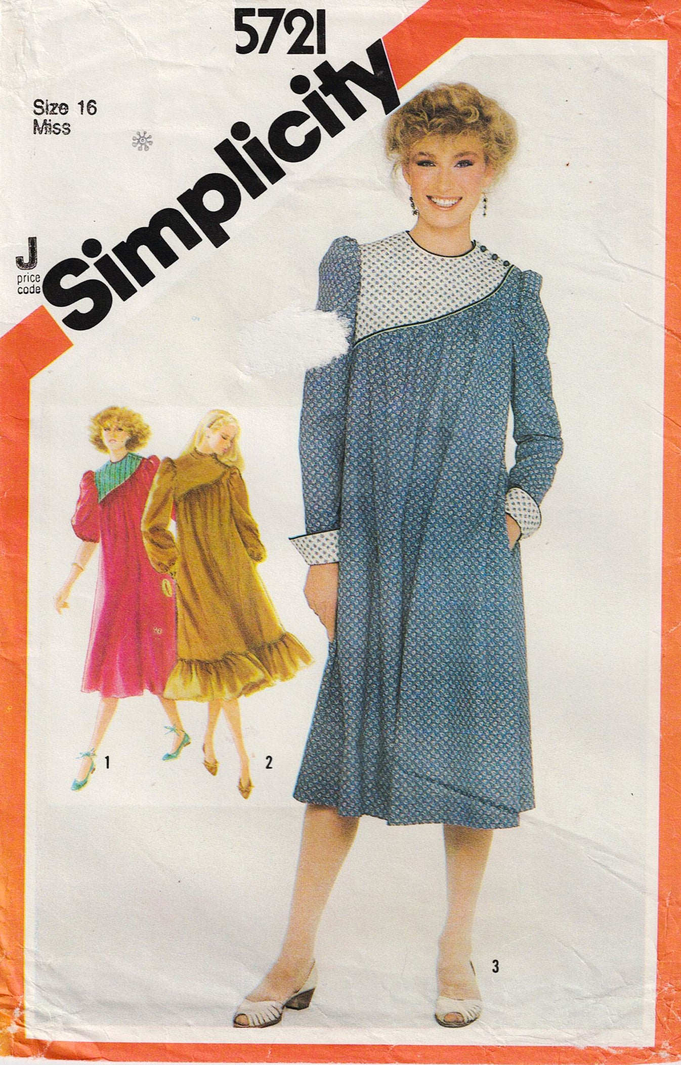 Simplicity 5721 Womens Asymmetric Yoked Smock Dress 1980s Vintage Sewi ...