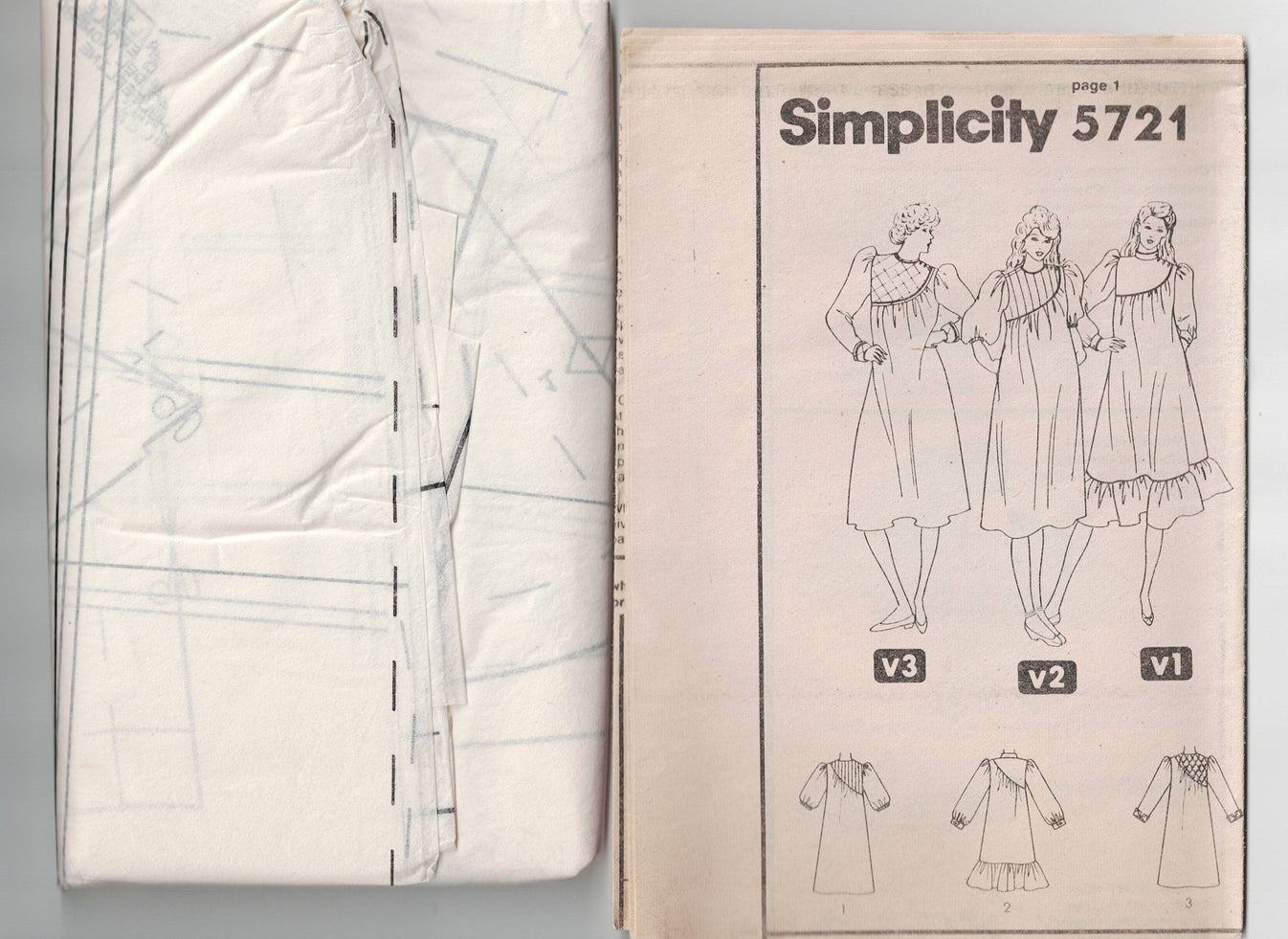 Simplicity 5721 Womens Asymmetric Yoked Smock Dress 1980s Vintage Sewi ...