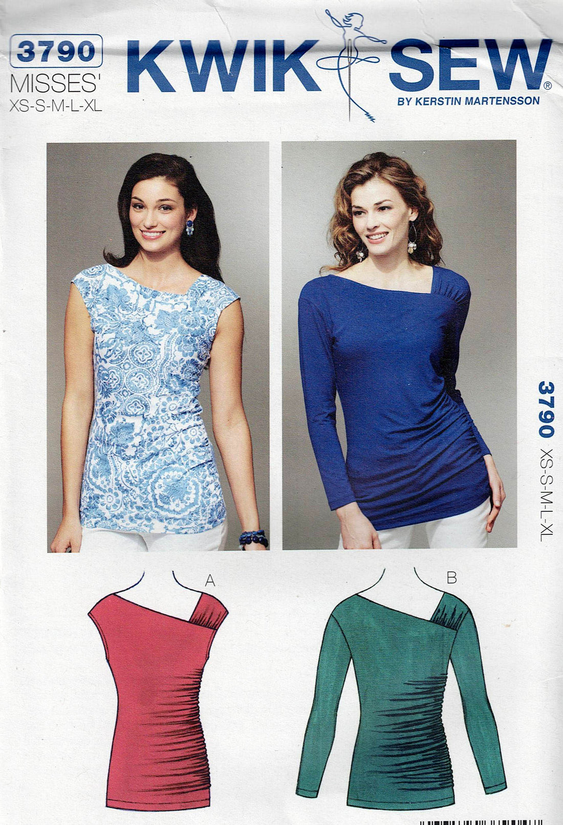 Kwik Sew 3790 Womens Stretch Knit Asymmetric Tops Out Of Print Sewing ...