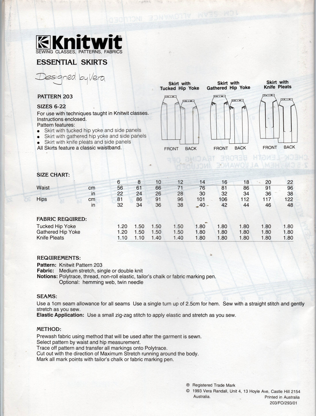 Knitwit 203 Womens Essential Stretch Skirts 1990s Vintage Sewing Patte ...