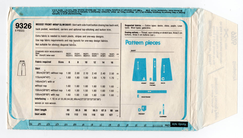 Simplicity 9326 Womens EASY Denim Wrap Skirts 1970s Vintage Sewing Pat ...