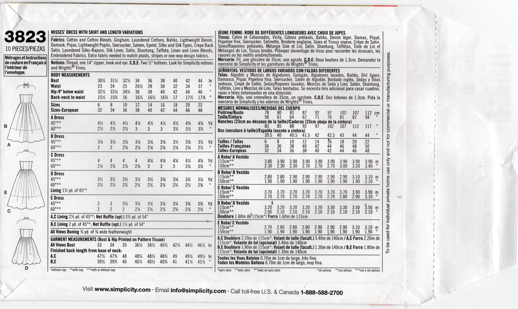 Simplicity 3823 Pattern