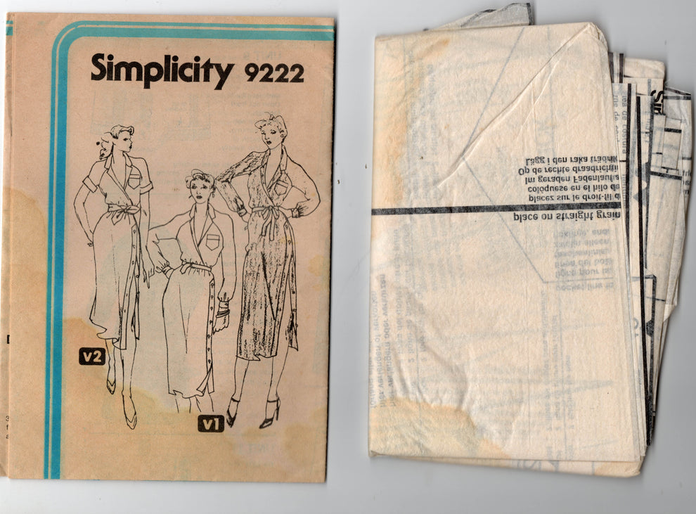 Simplicity 9222 Womens Mock Wrap Dress with Side Buttoned Skirt 1970s ...