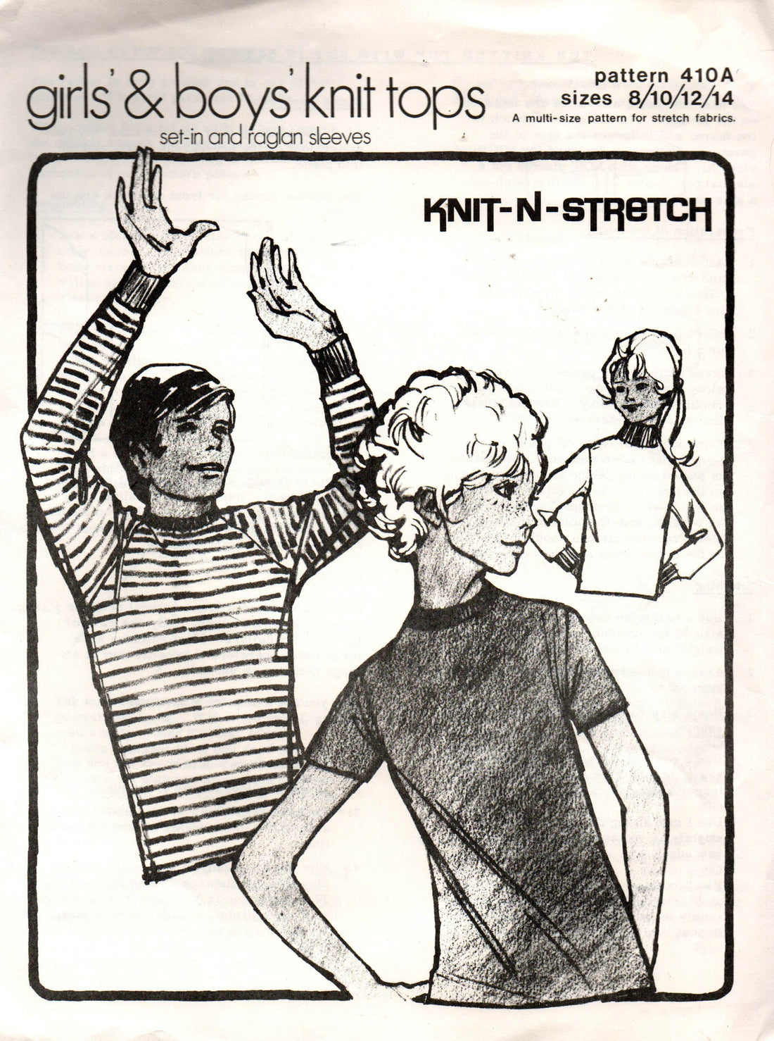 Knit-N-Stretch 410 A Boys and Girls Stretch Knit T Shirt Tops 1970s Vi ...